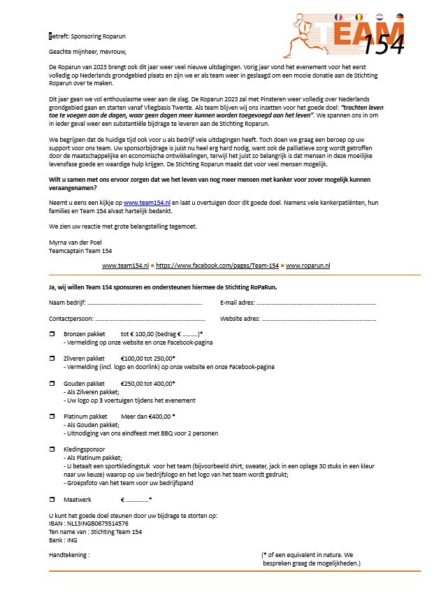 Sponsor brief